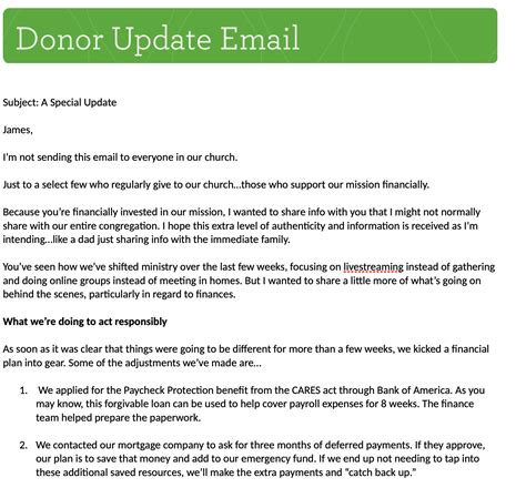 Donor Update Email Template Church Fuel