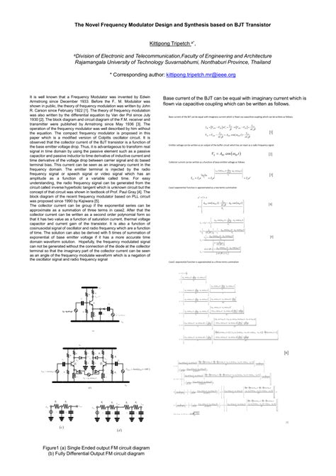 Pdf The Novel Frequency Modulator Design And Synthesis Based On Bjt