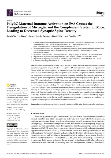 Pdf Polyic Maternal Immune Activation On E95 Causes The