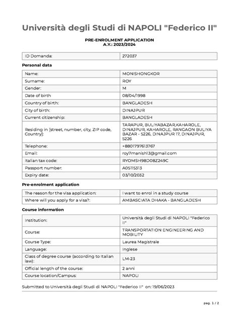 Pre Enrollment Summary Eng 1 Pdf