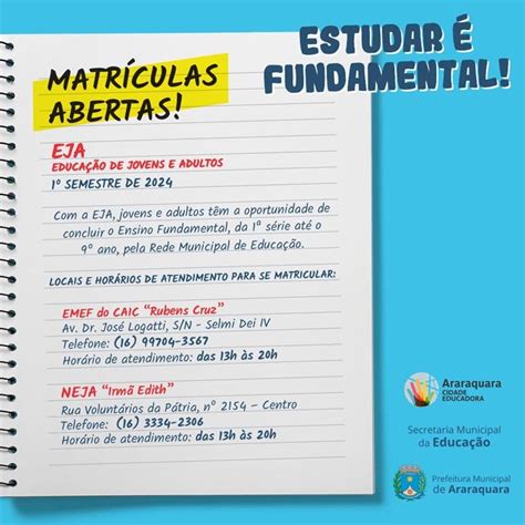Educação de Jovens e Adultos EJA ainda tem vagas em aberto Notícias Folha Cidade