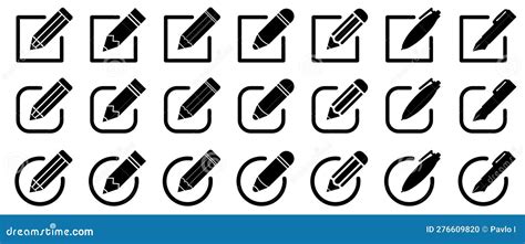 Pencil Icon Note Edit Document Sign Up Set Edit Icons Vector Stock Vector Illustration Of
