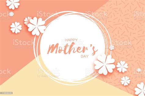 귀여운 행복 한 어머니의 날입니다 종이 잘라 꽃 인사말 카드입니다 원 프레임 0명에 대한 스톡 벡터 아트 및 기타 이미지 0