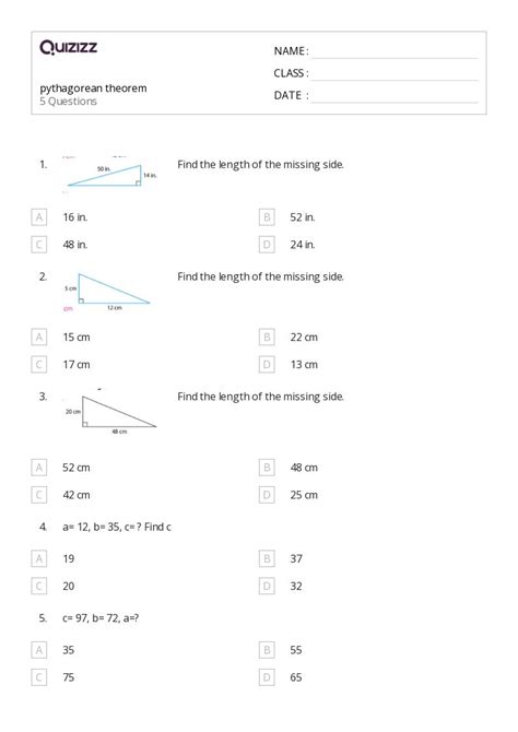 50 Pythagorean Theorem Worksheets On Quizizz Free And Printable