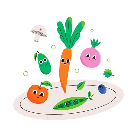 Premium Vector Food Characters On A Plate