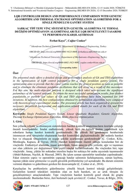 Pdf Lqr Controller Design And Performance Comparison With Genetic Algorithm And Thermal