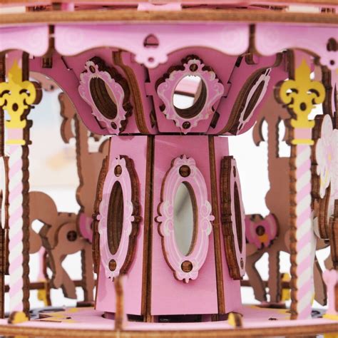RoboTime Puzzle D boîte à musique Manège romantique rose Lumimania