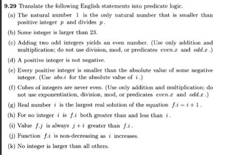 Solved 929 Translate The Following English Statements Into