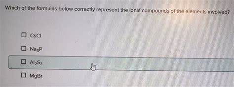 Solved Which Of The Formulas Below Correctly Represent The Ionic