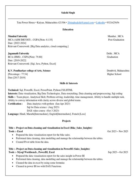 sakshi santosh singh resume final pdf my sql databases