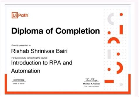 Rishab Bairi On Linkedin I Have Sucessfully Completed Introductory Course Of Robotic Process
