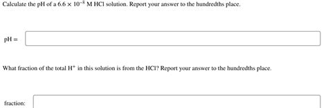 Solved Calculate The PH Of A MHCl Solution Report Chegg