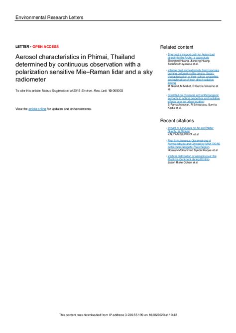 Pdf Aerosol Characteristics In Phimai Thailand Determined By