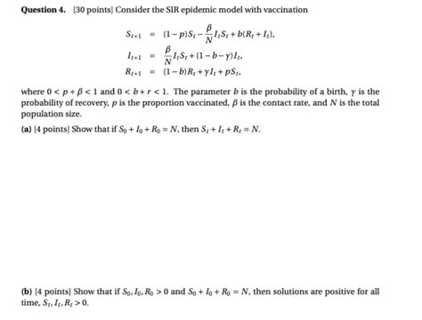 Solved Question 4 30 Points Consider The Sir Epidemic