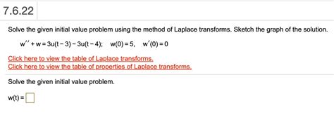 7622 Solve The Given Initial Value Problem Using The Method Of Laplace Transforms Sketch The