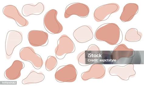 추상적인 유기적 형태 현대적인 얼룩 모양입니다 액체 기본 모양 유기 아메바 얼룩 모양 추상적인 다채로운 벡터 그림입니다 기본 얼룩은 흰색 배경에 기하학적이고 고립된 요소를