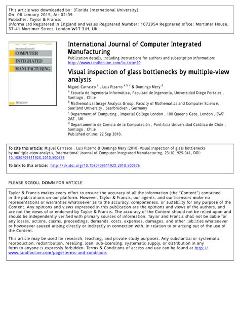 Pdf Visual Inspection Of Glass Bottlenecks By Multiple View Analysis