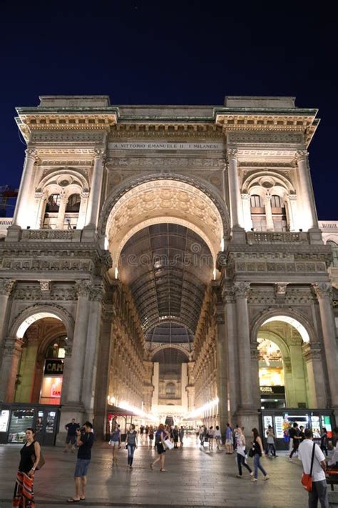 The Galleria Vittorio Emanuele Ii In Milan Italy At Night Editorial