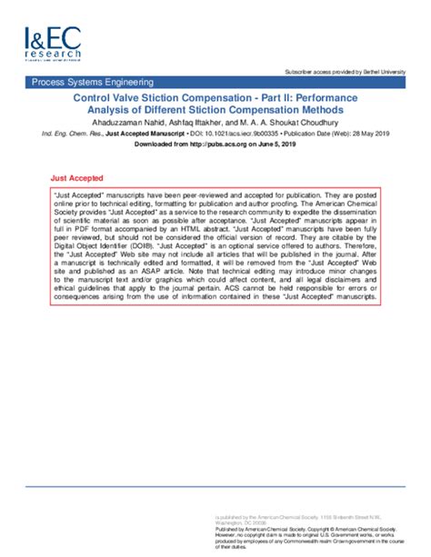 pdf control valve stiction compensation part ii performance