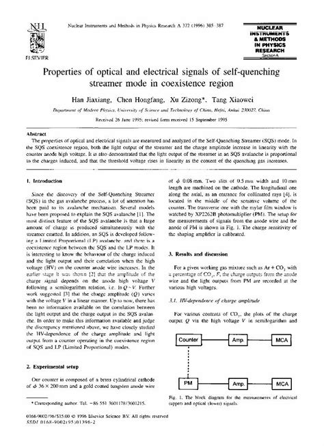 Pdf Properties Of Optical And Electrical Signals Of Self Quenching