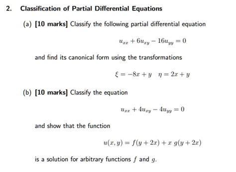 Solved Classification Of Partial Differential Equations 10 Marks