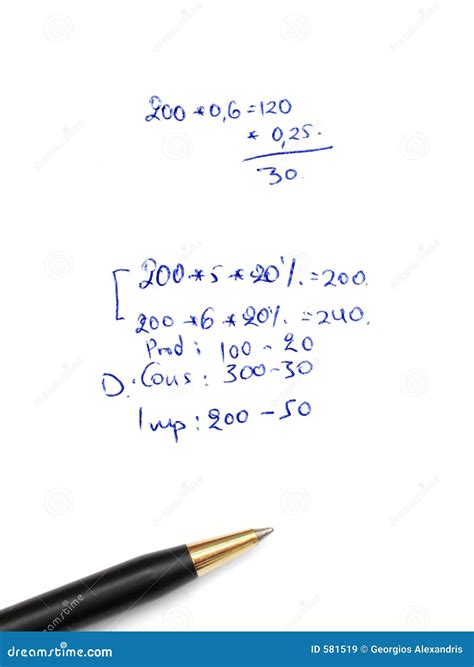 Calculations Stock Image Image Of University Subtraction