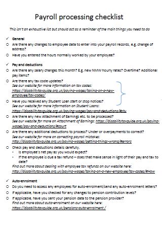 FREE Payroll Processing Checklist Samples To Download