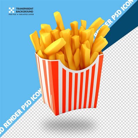 3d Deliciosas Papas Fritas De Comida Rápida Archivo Psd Premium