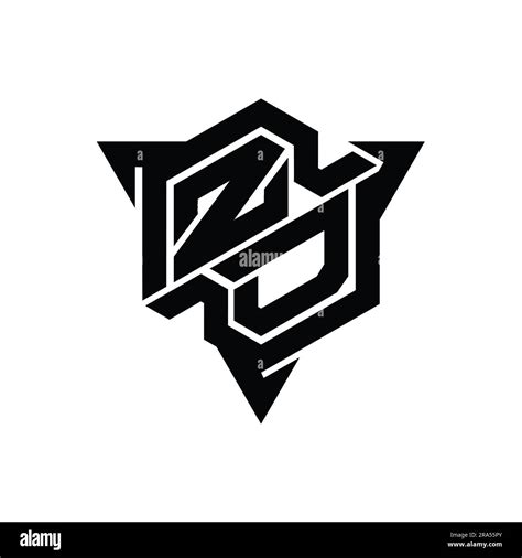 Zd Letter Logo Monogram Hexagon Shape With Triangle Outline Gaming Style Design Template Stock