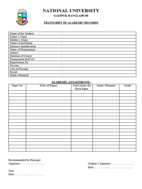 National University Academic Transcript Apply From Pdf