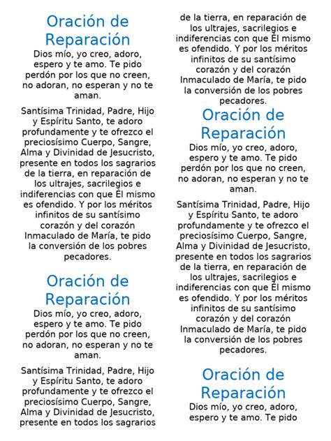 Oración De Reparación A Dios Pdf Eucaristía María Madre De Jesús
