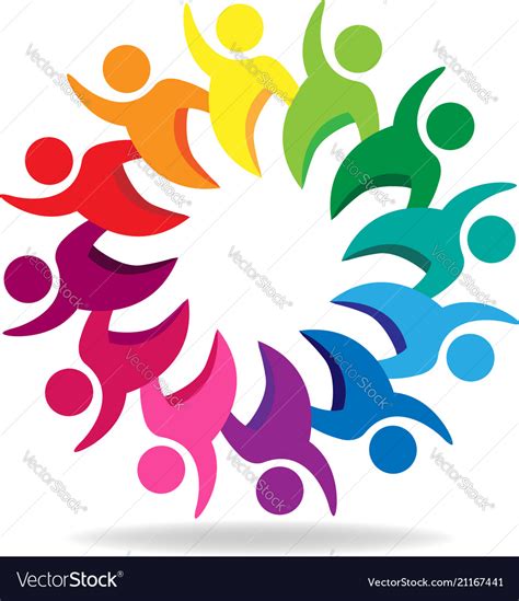 Teamwork Hi Unity People Logo Design Royalty Free Vector