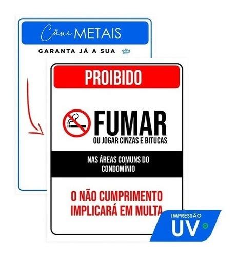 Placa De Sinalização Proibido Fumar Áreas Comuns Condomínio