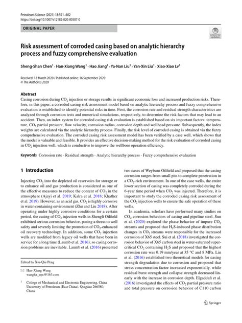 Risk Assessment Of Corroded Casing Based On Analytic Hierarchy Process And Fuzzy Comprehensive