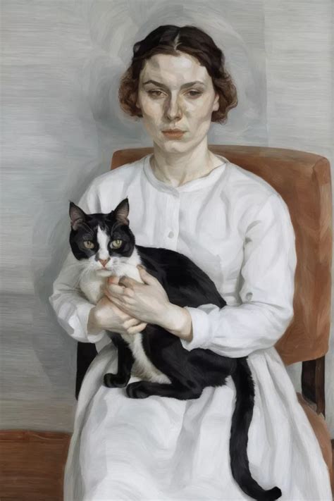 고양이를 안고 있는 소녀의 화가풍 프롬프트 오픈프롬프트 Openprompt