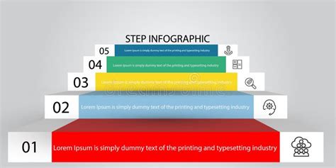 Infographic 4 Step Rectangle Vector Template Process Concept Step For Strategy Or Education