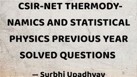 Csir Ugc Net Solved Question Of Thermodynamics June 2017part 4 In