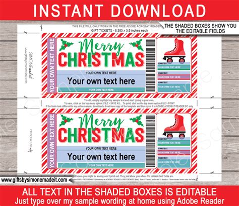 Christmas Roller Skating Ticket Template Printable T Certificate