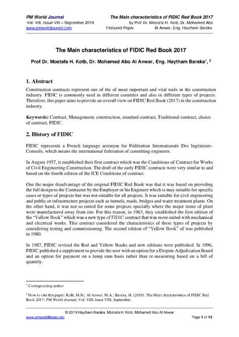 Sample Contract For Construction 83742 4 Risk Allocation In The Fidic
