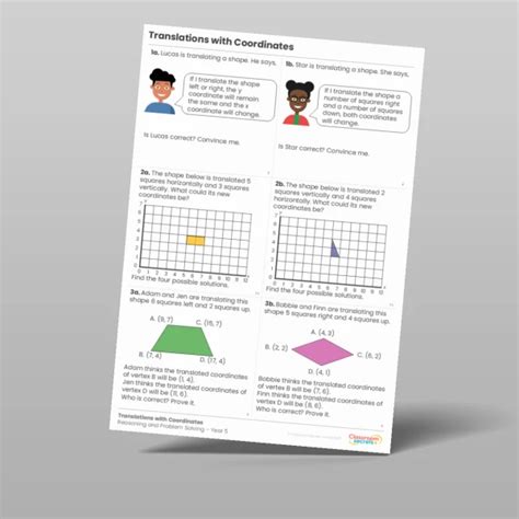 Year 5 Translations With Coordinates Reasoning And Problem Solving Resource Classroom Secrets
