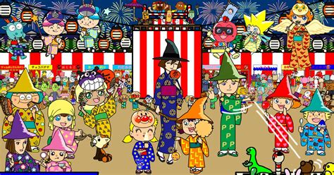 それいけアンパンマン 暑中見舞い 歴代映画キャラの楽しい夏祭り 楽のマンガ 劇場版アンパンマン 暑中見舞い 夏祭り Pixiv