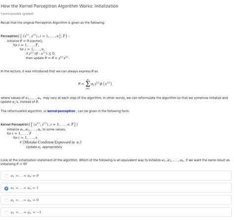 Solved How The Kernel Perceptron Algorithm Works