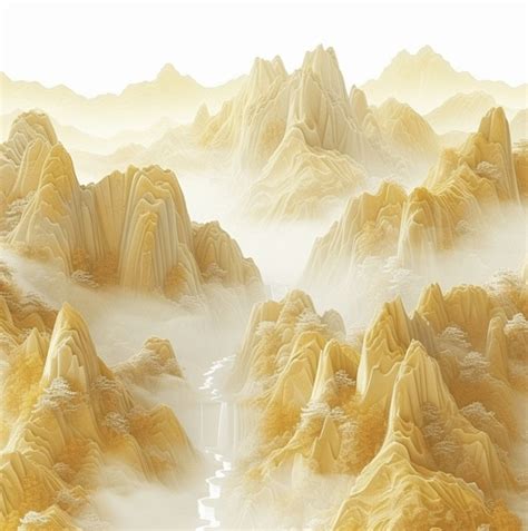 黄色国风山水 玉石材质