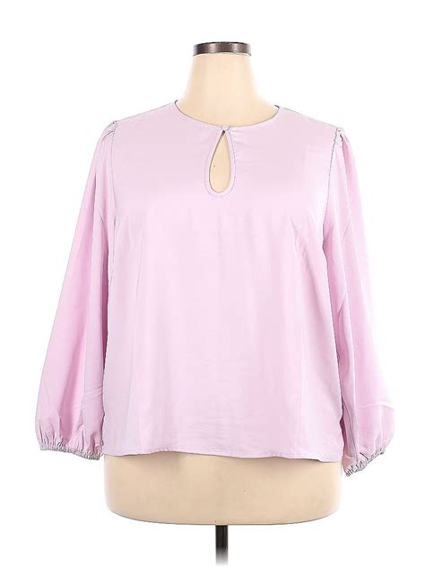 J Crew 100 Polyester Pink Long Sleeve Blouse Size 2x Plus 73 Off