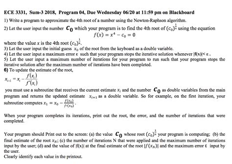 Solved ECE 3331 Sum 3 2018 Program 04 Due Wednesday 06 20 Chegg