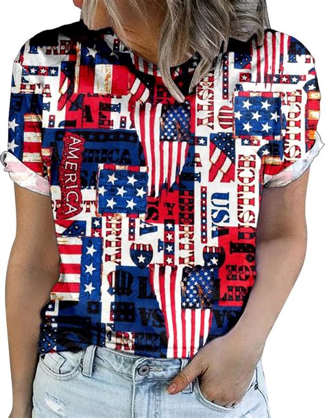 Camisa De Mujer Con Bandera Americana