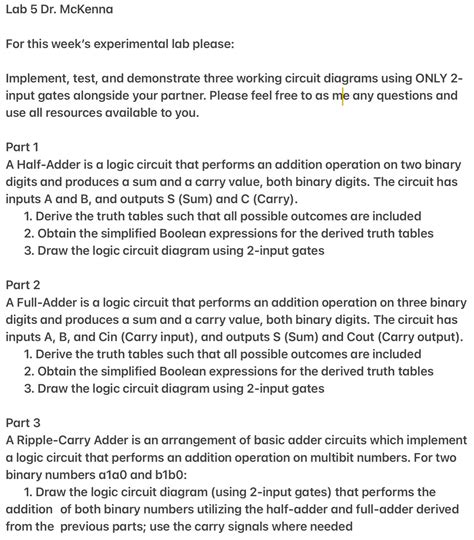 Solved Lab 5 Dr Mckenna For This Weeks Experimental Lab
