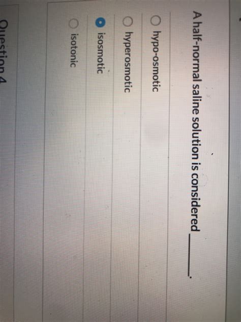 Solved A Half Normal Saline Solution Is Considered Solved A Half Normal Saline Solution Is Considered