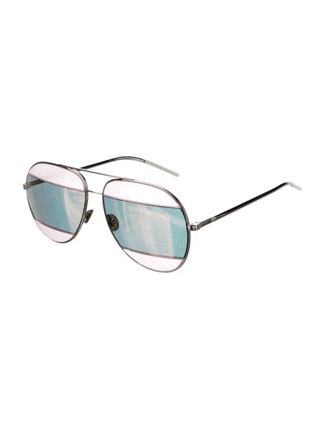 Christian Dior Split Pilot Aviator Sunglasses Silver Sunglasses
