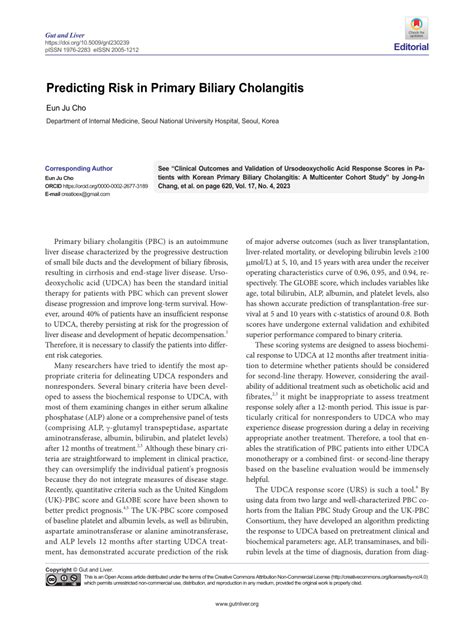 Pdf Predicting Risk In Primary Biliary Cholangitis